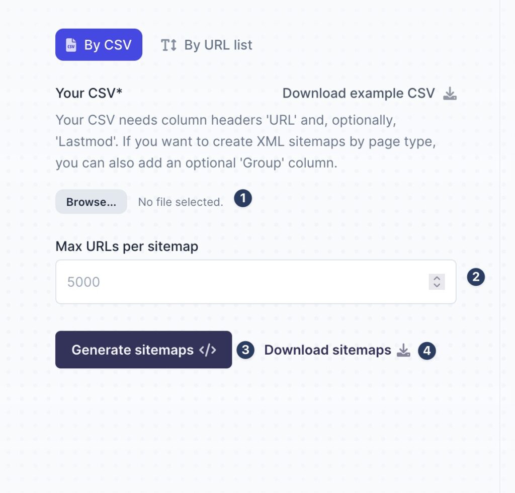 Free XML Sitemap Generator: Index File & CSV Upload Support